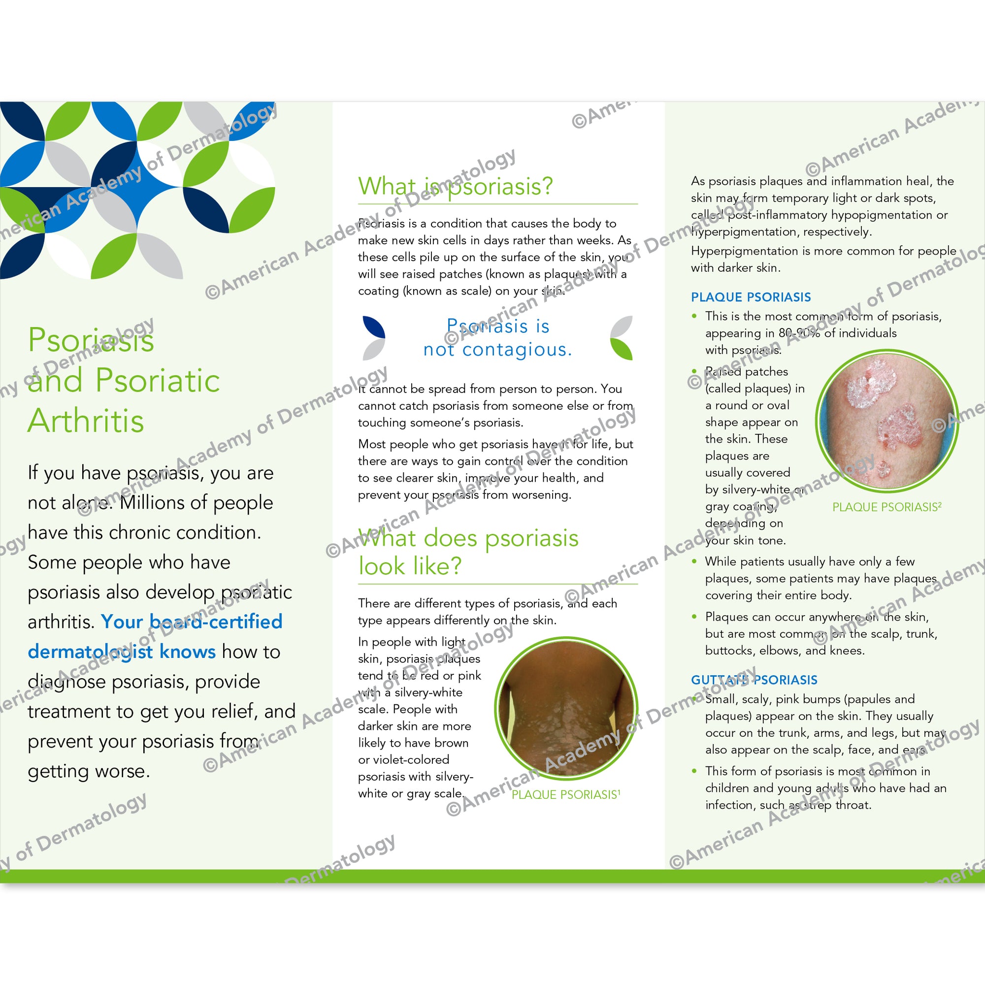 Psoriasis & Psoriatic Arthritis Pamphlet - AAD Shop